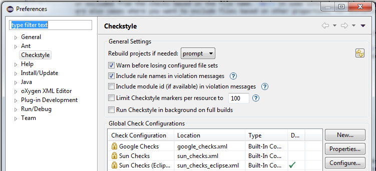 Eclipse Checkstyle Plugin