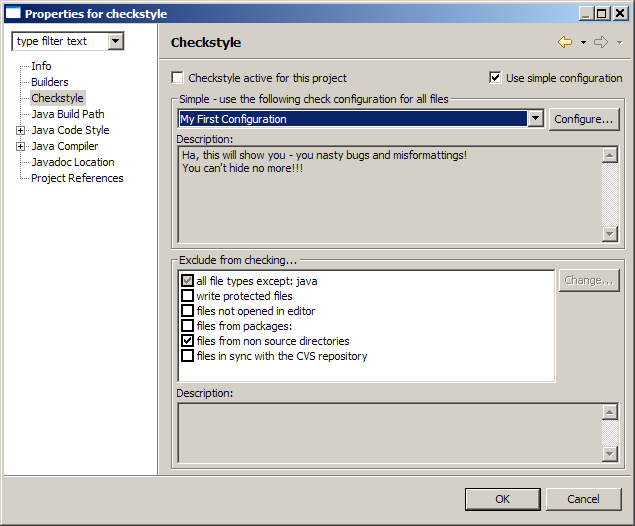 Eclipse Checkstyle Plugin